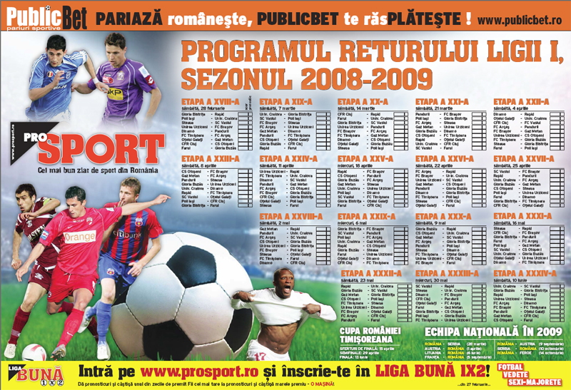 Vineri ai gratuit afiș cu programul returului Ligii 1