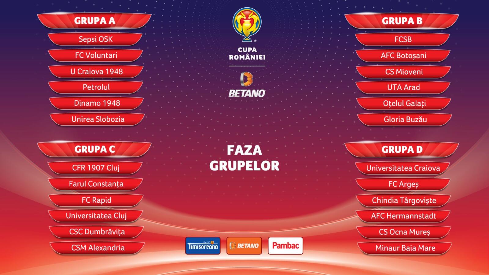 Se stabilesc grupele Cupei României