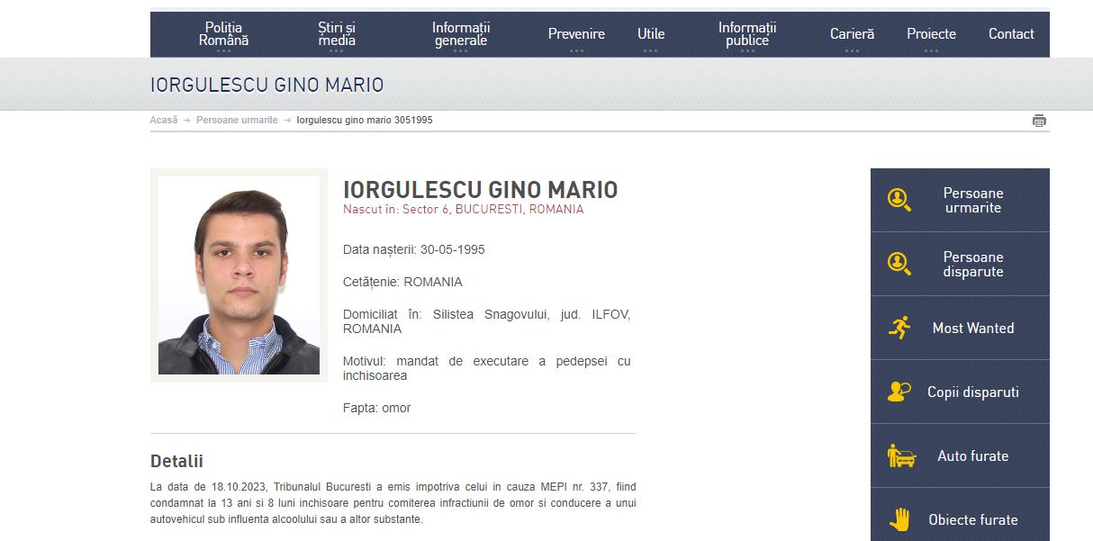Mario Iorgulescu a fost dat în urmărire generală!
