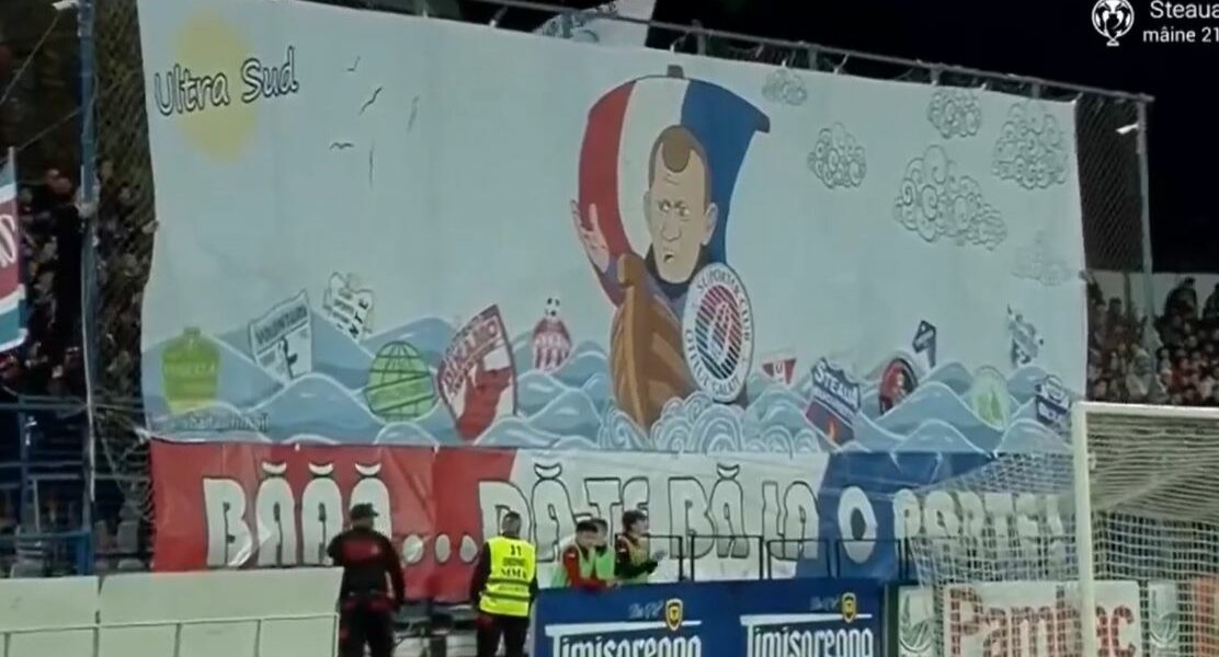 Suporterii de la Galați, scenografie amuzantă la Oțelul - FCSB
