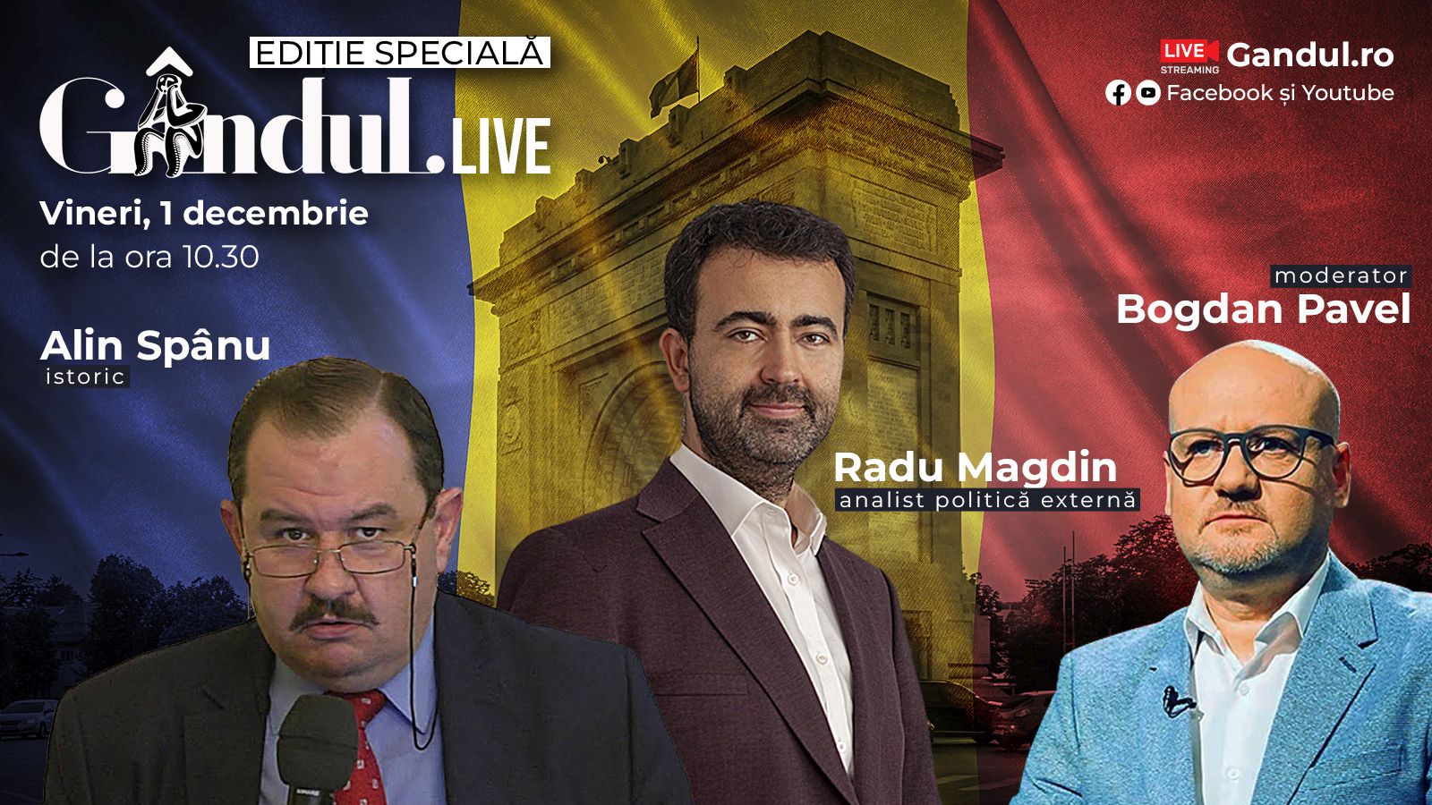 Radu Magdin și Alin Spânu, invitați la Gândul Live, de 1 decembrie