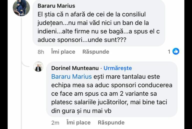 Dorinel Munteanu se ceartă cu fanii Oțelului pe Facebook