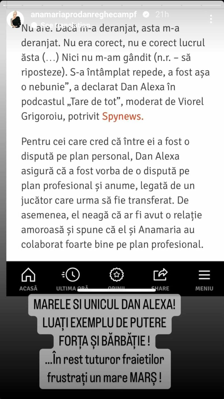 Prodanca nu a mai rezistat și a postat imediat când a văzut declarația lui Dan Alexa despre ...